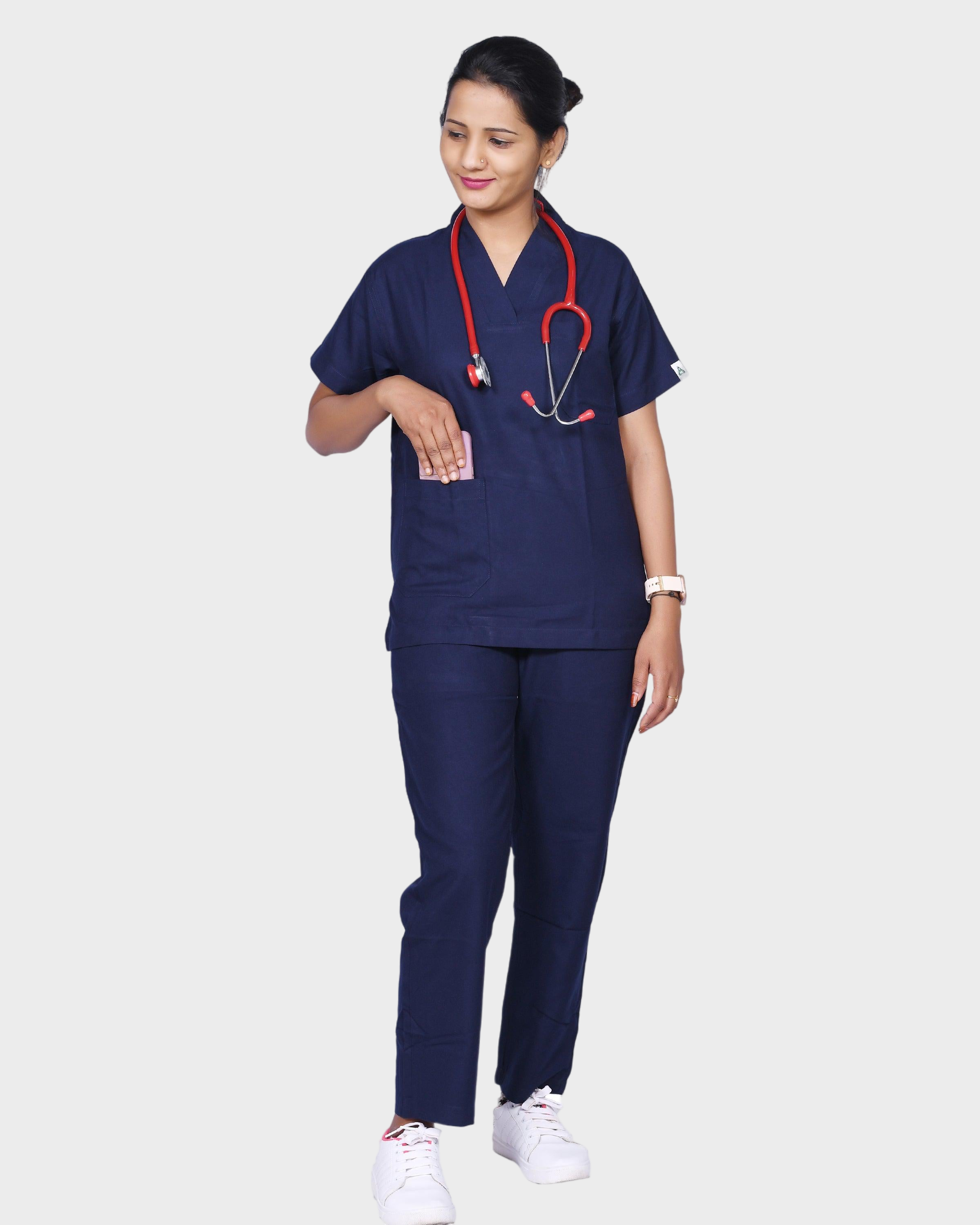 Soft , Thick anticrimple Navy Blue Softicy Scrub – Scrubs n Whites